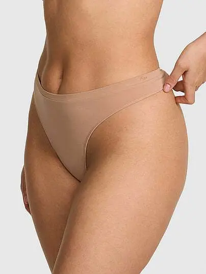 Pink Seamless Thong Panty - Beige