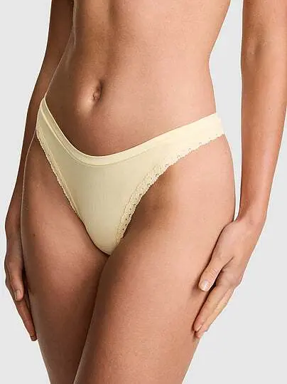 Pink Seamless High-leg Thong Panty - Beige