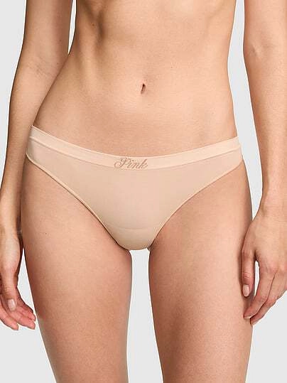 Pink Seamless Thong Panty - Beige