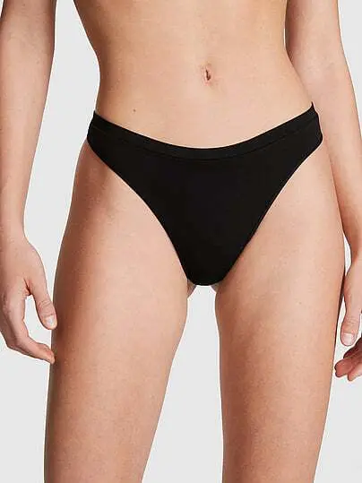 Pink Seamless Thong Panty - Black