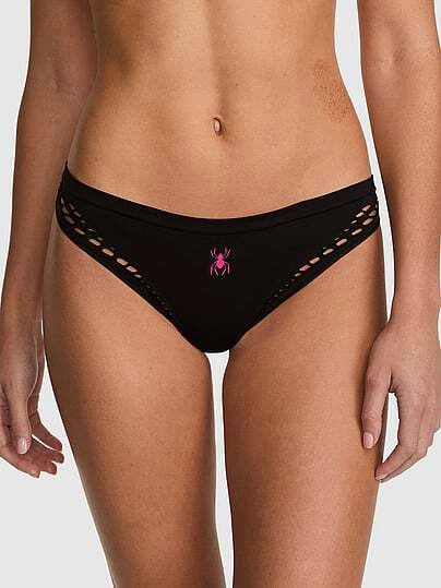 Pink Seamless Thong Panty - Black