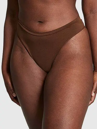 Pink Seamless High-leg Thong Panty - Brown