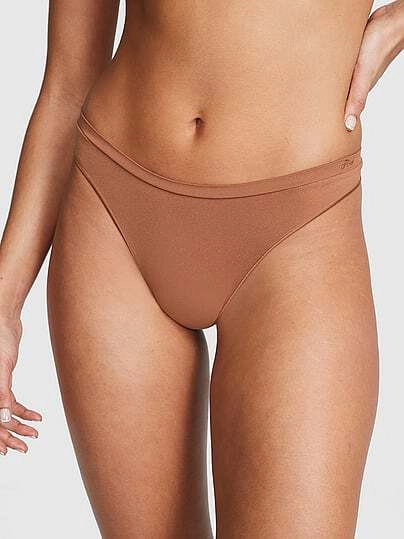Pink Seamless Thong Panty - Brown