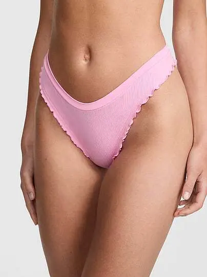 Pink Seamless High-leg Thong Panty - Pink