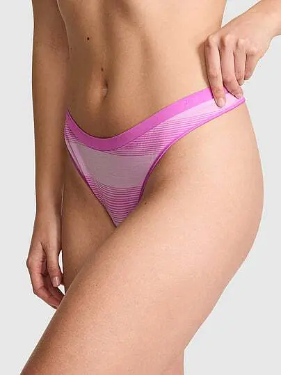 Pink Seamless High-leg Thong Panty - Pink