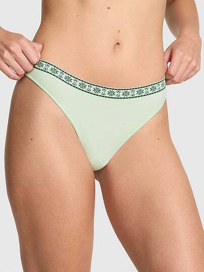 Pink Seamless Thong Panty - Print