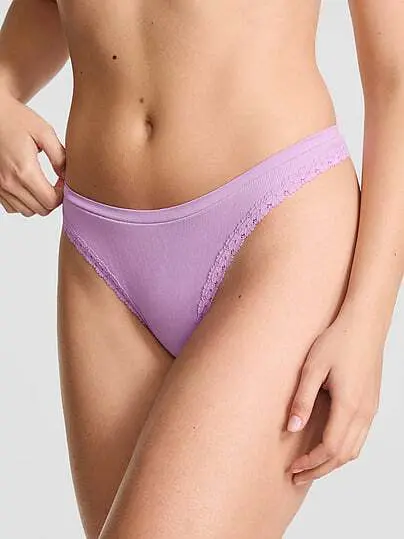 Pink Seamless High-leg Thong Panty - Purple