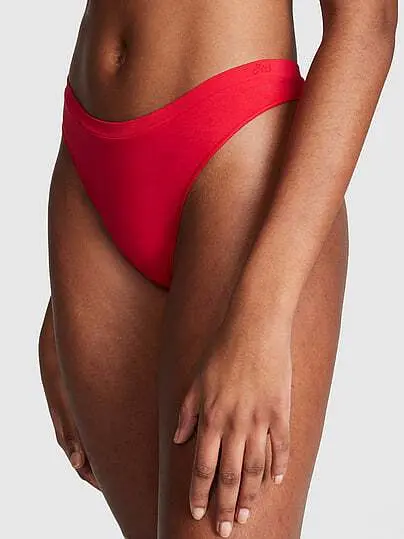Pink Seamless High-leg Thong Panty - Red
