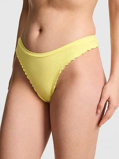 Pink Seamless High-leg Thong Panty - Yellow