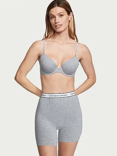 Victoria's Secret Cotton Logo High-waist Boxer Brief - Grey