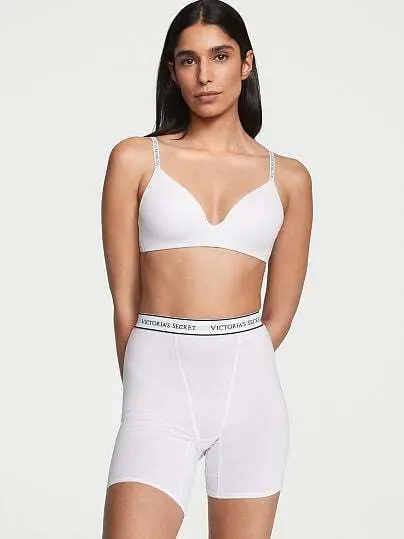 Victoria's Secret Cotton Logo High-waist Boxer Brief - White,ivory