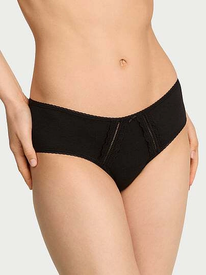 Victoria's Secret Stretch Cotton Hiphugger Panty - Black
