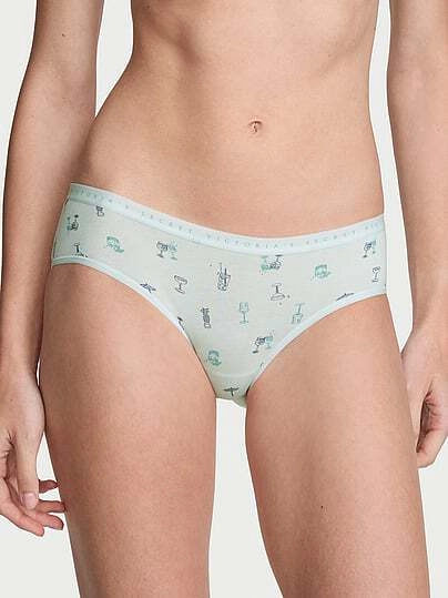 Victoria's Secret Cotton Lace-trim Hiphugger Panty - Print