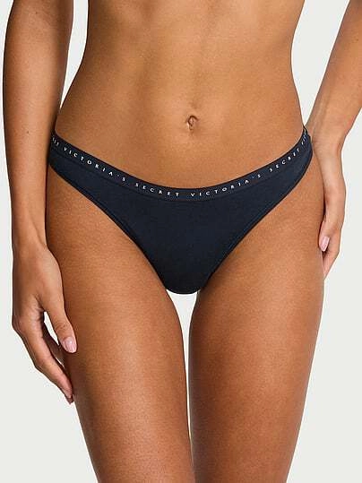 Victoria's Secret Stretch Cotton High-leg Scoop Thong Panty - Blue