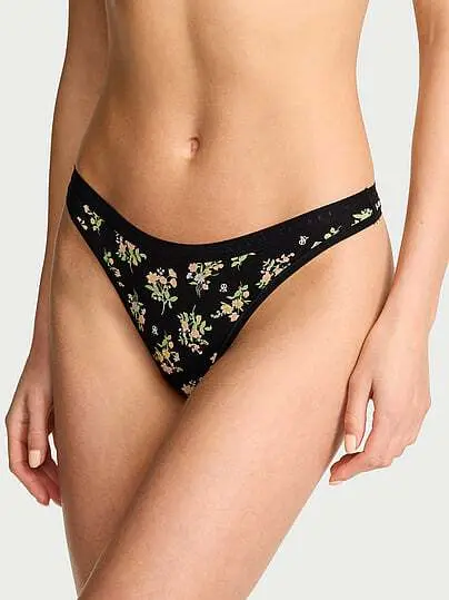 Victoria's Secret Stretch Cotton High-leg Scoop Thong Panty - Floral