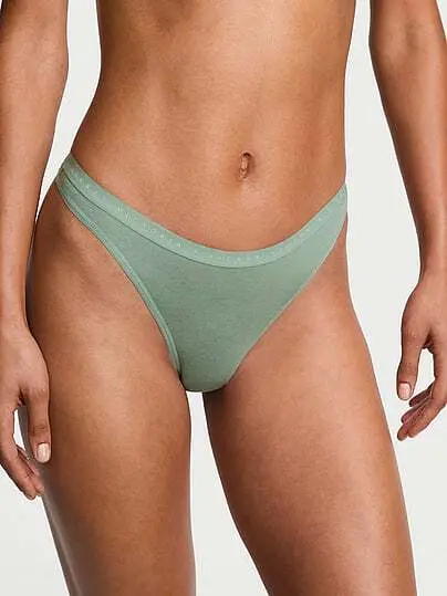 Victoria's Secret Stretch Cotton High-leg Scoop Thong Panty - Green