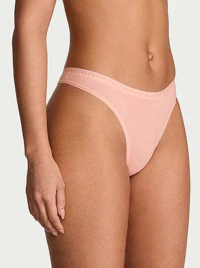 Victoria's Secret Stretch Cotton High-leg Scoop Thong Panty - Pink