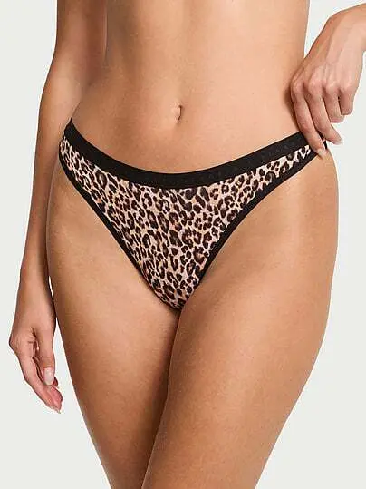 Victoria's Secret Stretch Cotton High-leg Scoop Thong Panty - Print