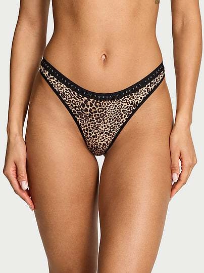 Victoria's Secret Stretch Cotton High-leg Scoop Thong Panty - Print