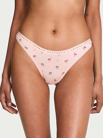 Victoria's Secret Stretch Cotton High-leg Scoop Thong Panty - Print