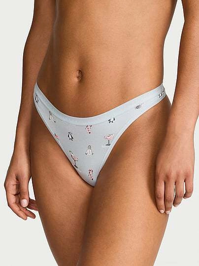 Victoria's Secret Stretch Cotton High-leg Scoop Thong Panty - Print