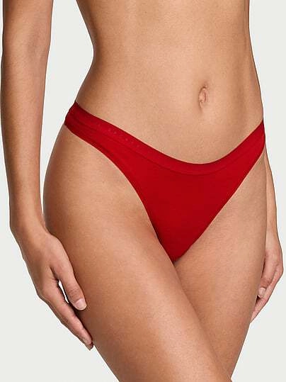 Victoria's Secret Stretch Cotton High-leg Scoop Thong Panty - Red