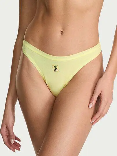 Victoria's Secret Stretch Cotton High-leg Scoop Thong Panty - Yellow