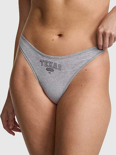 Pink Cotton Side-tie Thong Panty - Grey