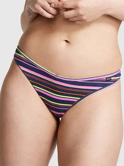Pink Cotton High-leg Thong Panty - Multicolored