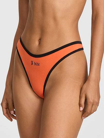 Pink Cotton Thong Panty - Orange