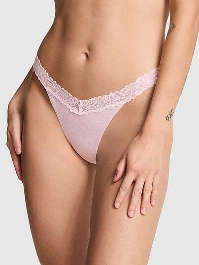 Pink Cotton Side-tie Thong Panty - Pink