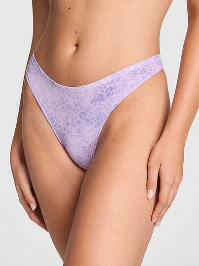Pink Cotton High-leg Thong Panty - Print