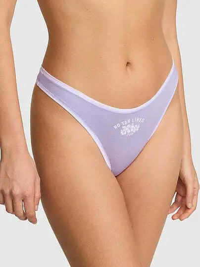 Pink Cotton Side-tie Thong Panty - Purple