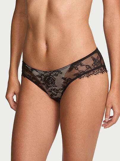 Victoria's Secret Very Sexy Rose Lace-trim Cut-out Cheeky Panty - Beige
