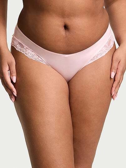 Victoria's Secret Very Sexy Lace Strappy Hardware Peekaboo Cheeky Panty - Pink