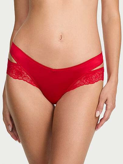 Victoria's Secret Very Sexy Rose Lace-trim Cut-out Cheeky Panty - Red