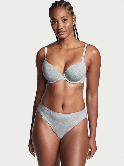 Victoria's Secret Stretch Cotton High-leg Brief Panty - Grey