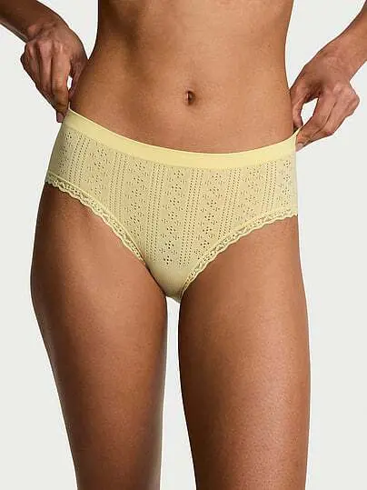 Victoria's Secret Seamless Rib Lace-trim Hiphugger Panty - Yellow
