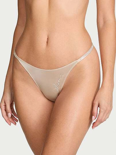 Victoria's Secret Very Sexy Shine Strap Thong Panty - Beige