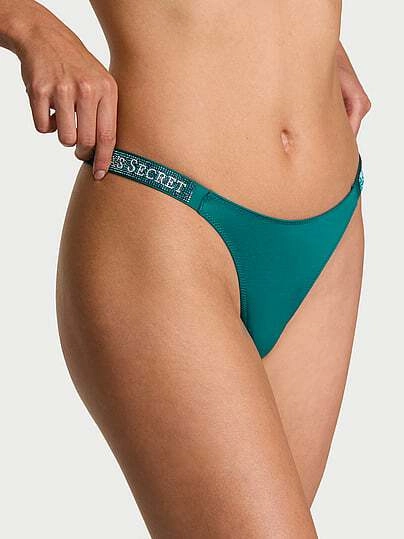 Victoria's Secret Very Sexy Shine Strap Dot Thong Panty - Blue