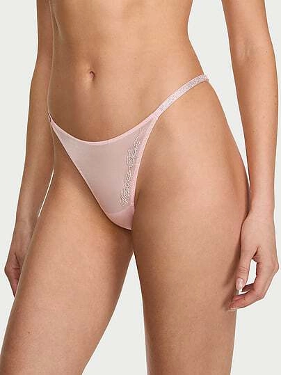 Victoria's Secret Very Sexy Shine Strap Lace Thong Panty - Pink