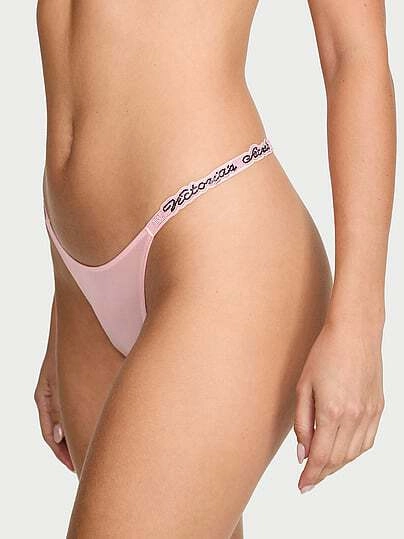 Victoria's Secret Very Sexy Shine Script Thong Panty - Pink