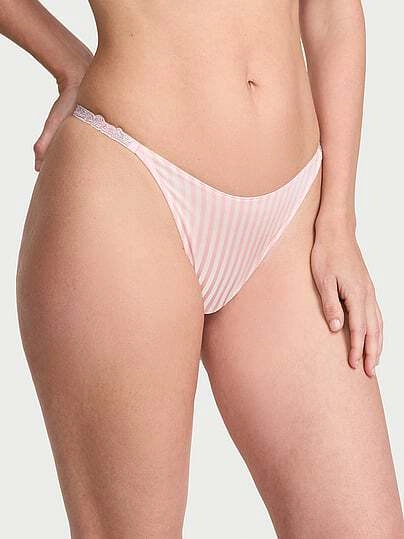 Victoria's Secret Very Sexy Rose Lace Shine Strappy Thong Panty - Print