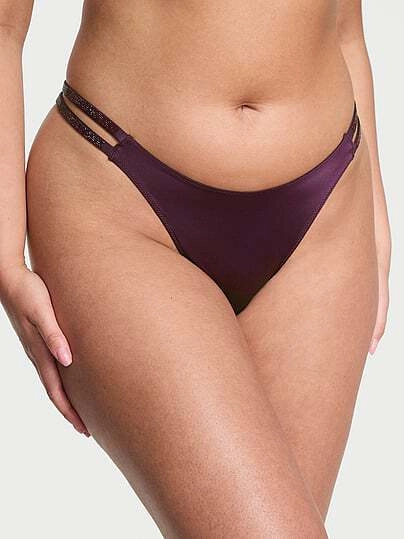 Victoria's Secret Very Sexy Gradient Shine Strap Rose Lace V-string Panty - Purple