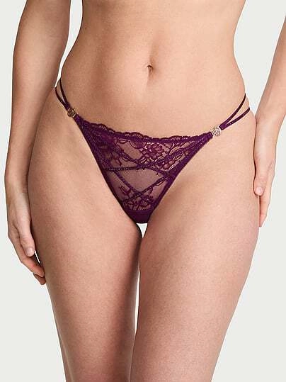 Victoria's Secret Very Sexy Script Shine Strap Thong Panty - Purple