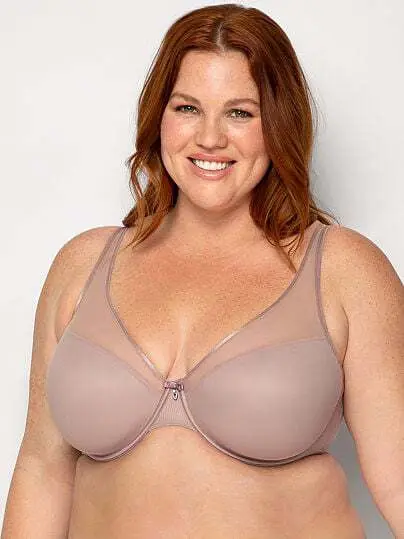 Victoria's Secret Curvy Couture Sheer Mesh Plunge T-shirt Bra - Beige