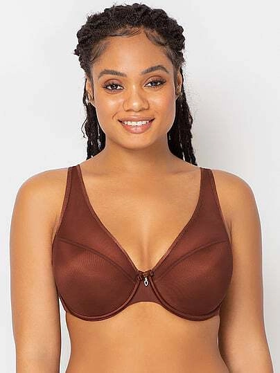 Victoria's Secret Curvy Couture Sheer Mesh Plunge T-shirt Bra - Brown
