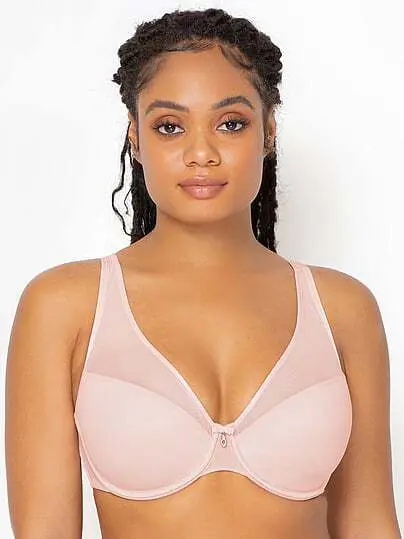 Victoria's Secret Curvy Couture Sheer Mesh Plunge T-shirt Bra - Pink