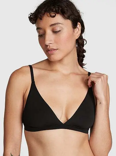 Pink Comfort Unlined Triangle Bralette - Black