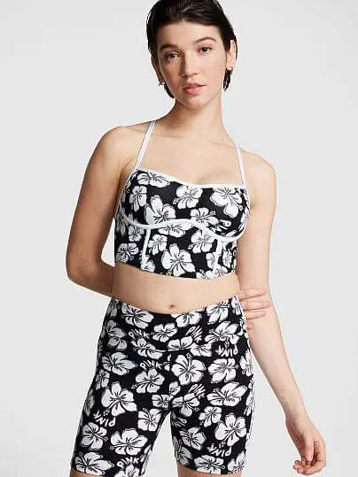 Pink Ultimate Push-up Corset Sports Bra - Floral